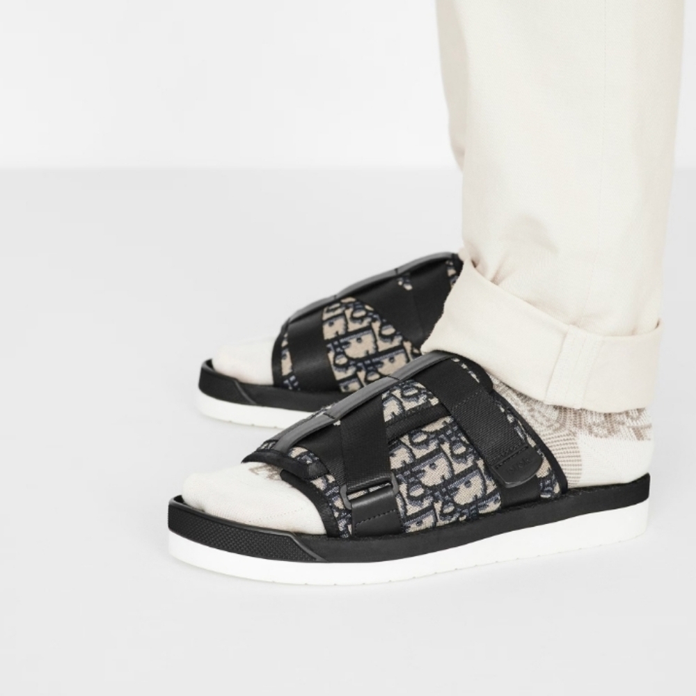 Dior Men Alpha Sandal Oblique Jacquard Logo Slide - Gem